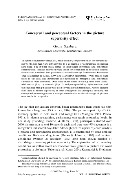 (PDF) Conceptual and perceptual factors in the picture superiority effect