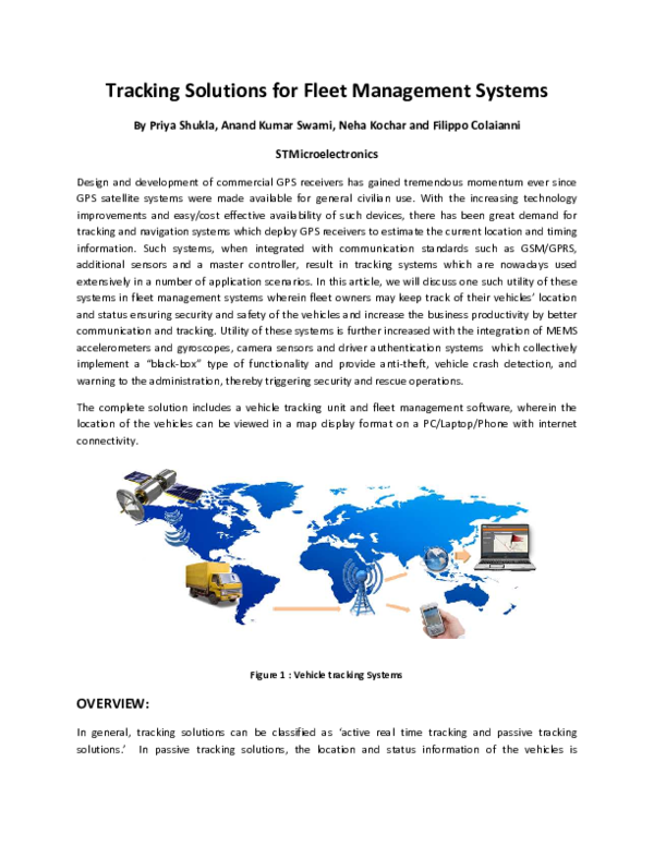 (PDF) Tracking Solutions for Fleet Management Systems