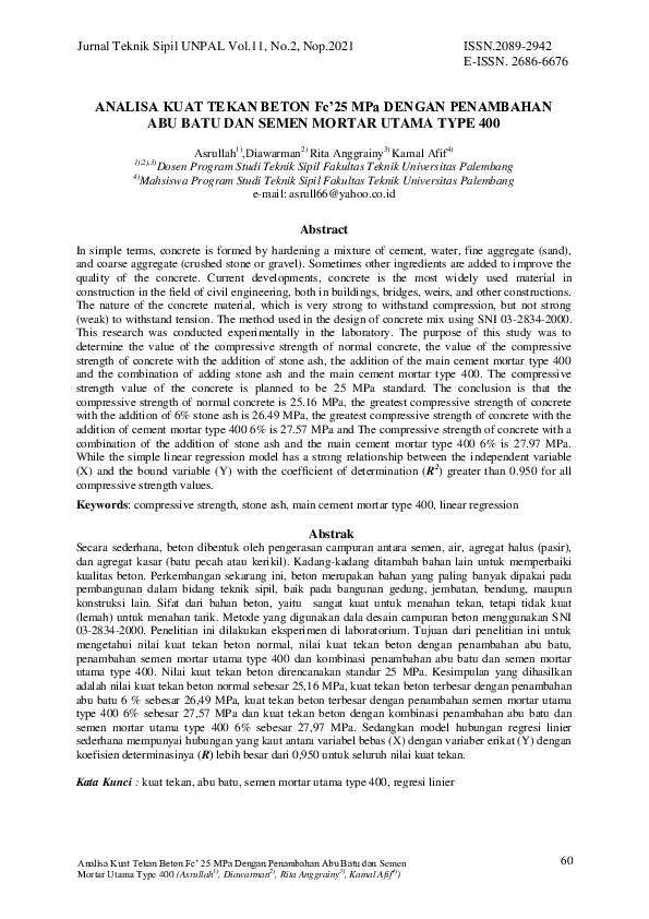 (PDF) ANALISA KUAT TEKAN BETON Fc’25 MPa DENGAN PENAMBAHAN ABU BATU DAN ...