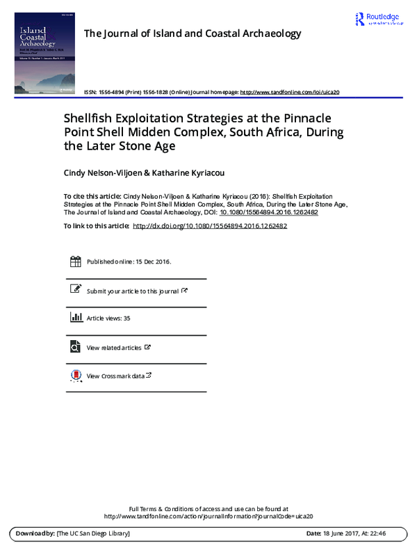 (PDF) Shellfish Exploitation Strategies at the Pinnacle Point Shell ...