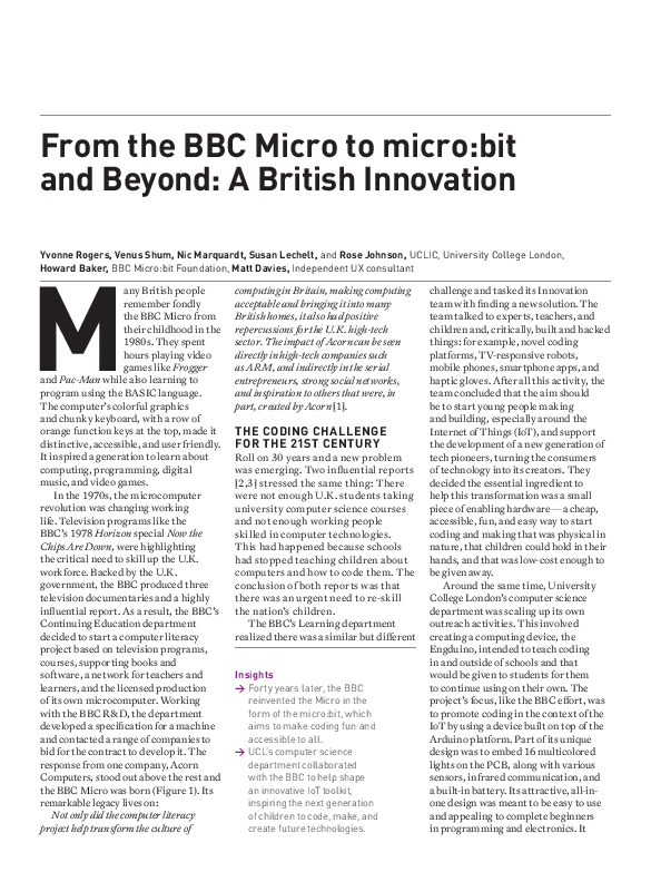 (PDF) From the BBC micro to micro:bit and beyond