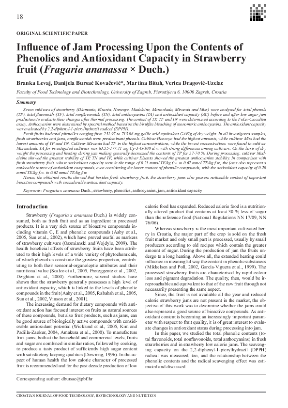 (PDF) Influence of Jam Processing Upon the Contents of Phenolics and Antioxidant Capacity in ...