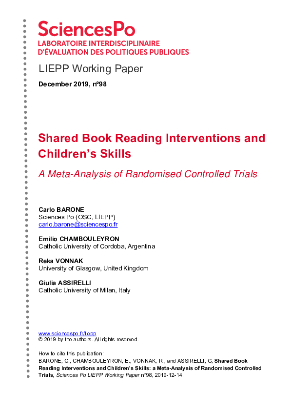 (PDF) Shared Book Reading Interventions and Children's Skills