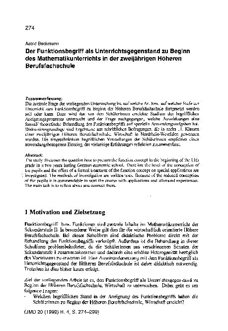(PDF) Der Funktionsbegriff als Unterrichtsgegenstand zu Beginn des ...