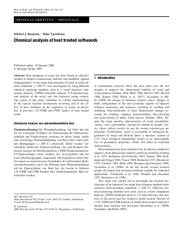 (PDF) Chemical analysis of heat treated softwoods