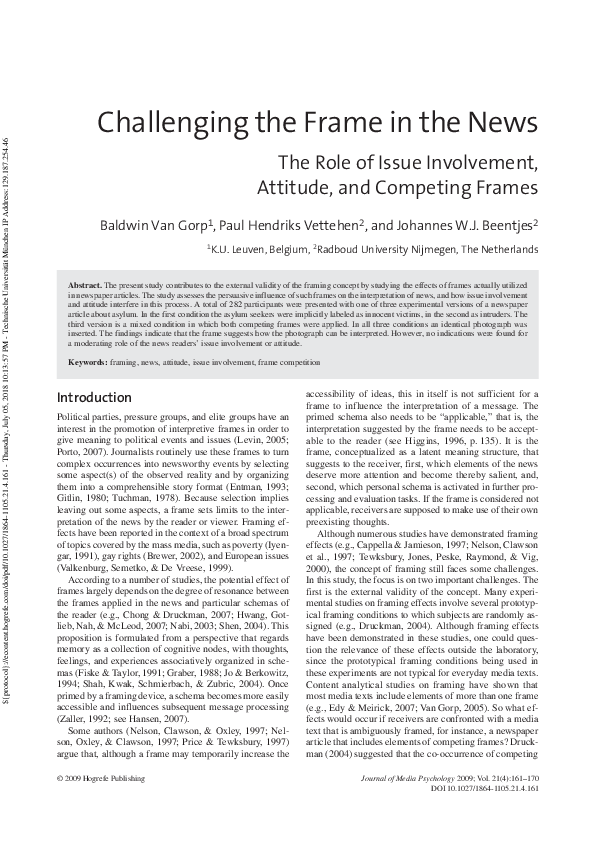(PDF) Challenging the Frame in the News