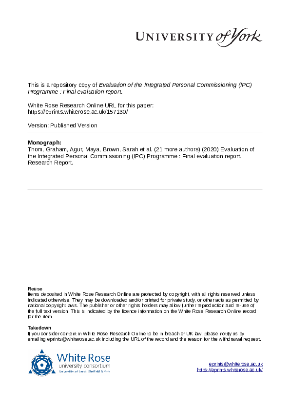 (PDF) Evaluation of the Integrated Personal Commissioning (IPC ...
