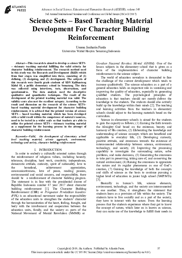 (PDF) Science Sets – Based Teaching Material Development For Character ...