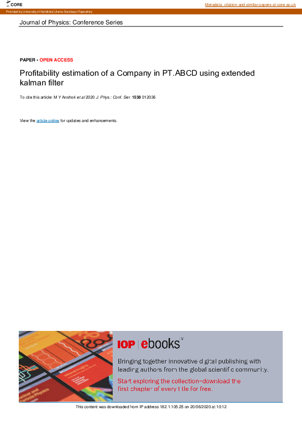 Pdf Profitability Estimation Of A Company In Pt Abcd Using Extended