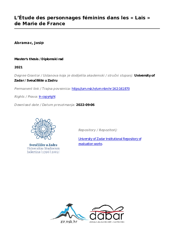 (PDF) The study of female characters in Marie de France' s "Lais