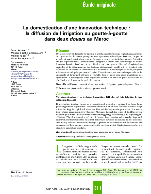 (PDF) The domestication of a technical innovation: Diffusion of drip ...