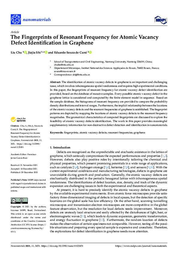 (PDF) The Fingerprints of Resonant Frequency for Atomic Vacancy Defect ...