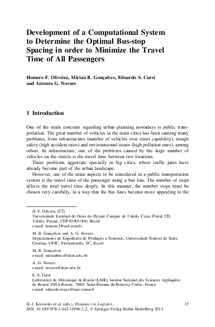 (PDF) Optimizing Bus-Stop Spacing for Travel Efficiency
