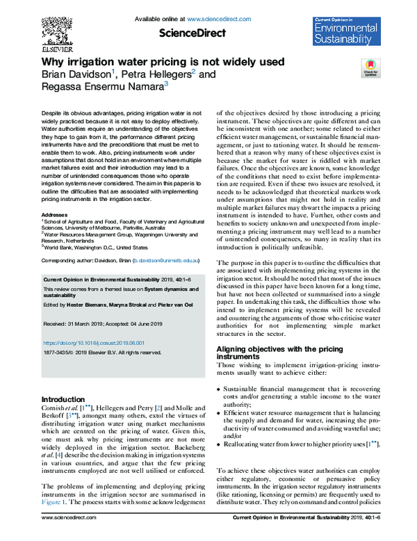 (PDF) Why irrigation water pricing is not widely used