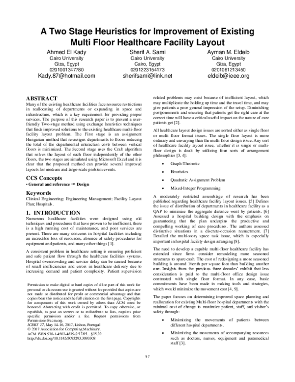 (PDF) A Two Stage Heuristics for Improvement of Existing Multi Floor Healthcare Facility Layout
