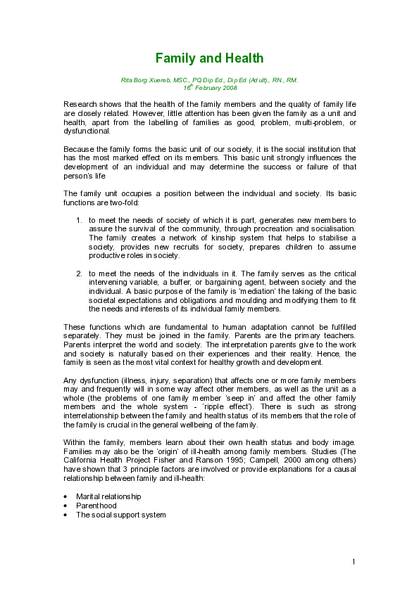(PDF) Family and Health
