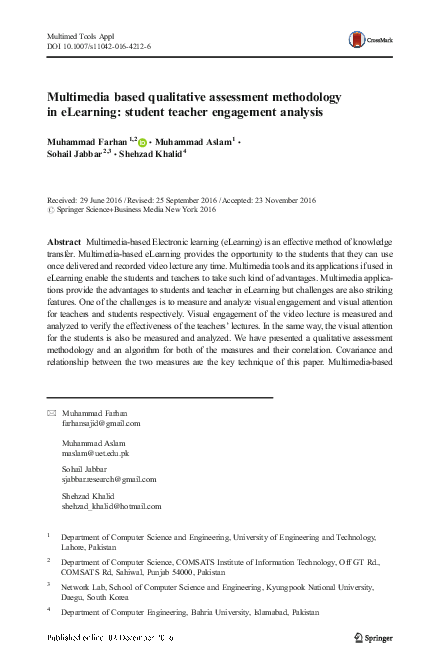 Pdf Multimedia Based Qualitative Assessment Methodology In Elearning