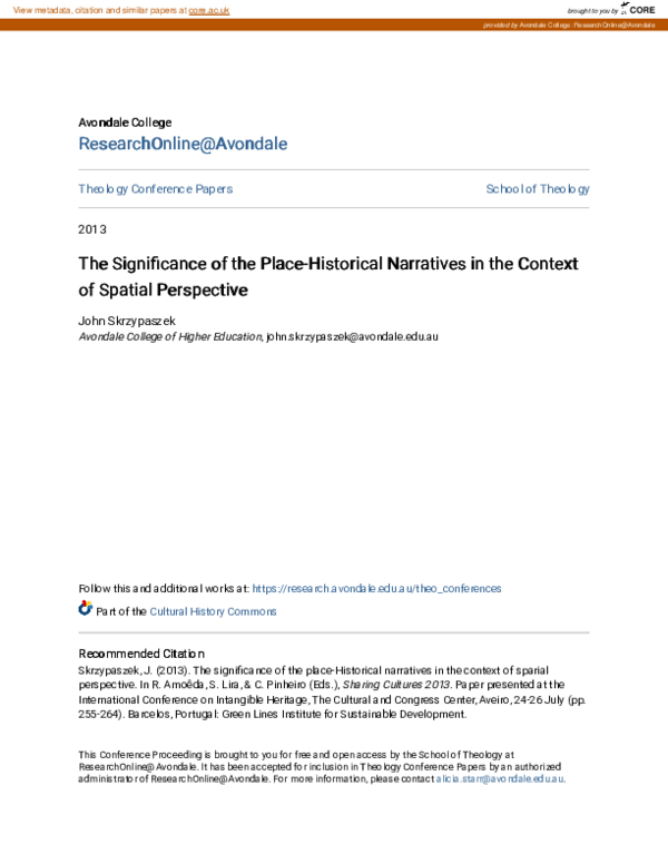 (PDF) The Significance of the Place-Historical Narratives in the ...