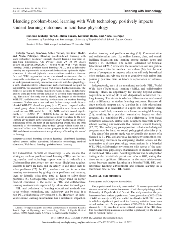 (PDF) Blending problem-based learning with Web technology positively impacts student learning ...