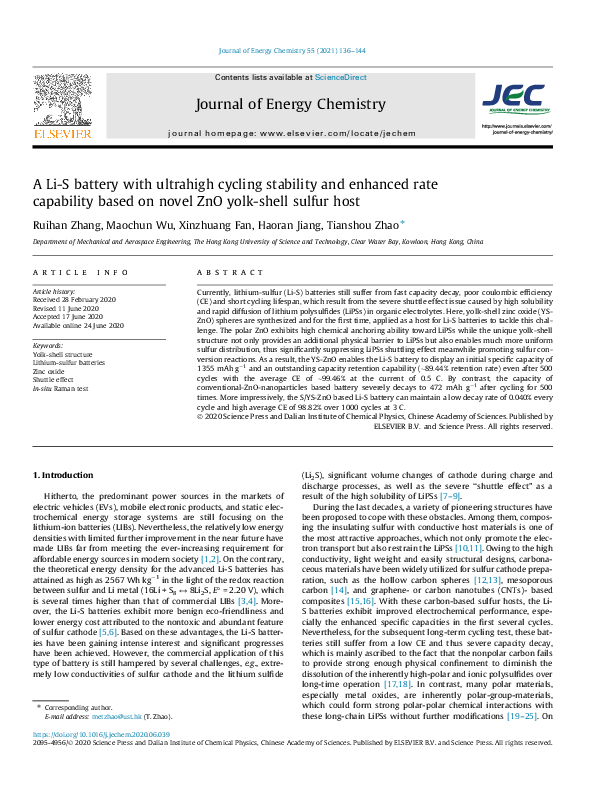 (PDF) A Li-S battery with ultrahigh cycling stability and enhanced rate ...
