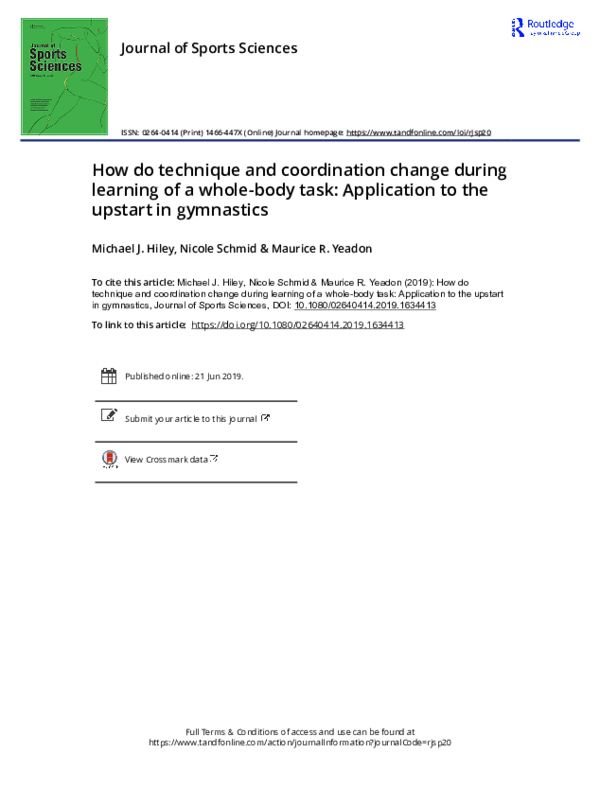 (PDF) How do technique and coordination change during learning of a ...