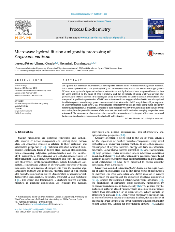 (PDF) Microwave hydrodiffusion and gravity processing of Sargassum muticum