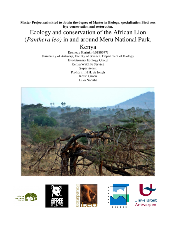 (PDF) Ecology and conservation of the African Lion (Panthera leo) in ...