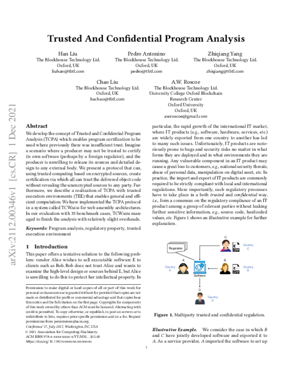 (PDF) Trusted And Confidential Program Analysis