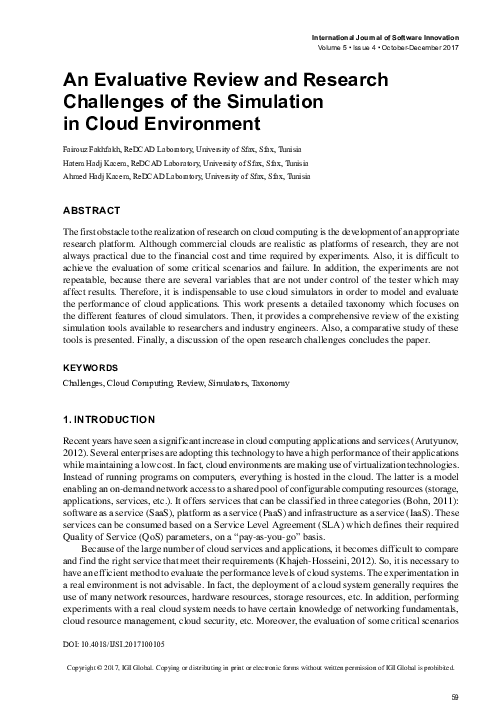 (PDF) Cloud Simulation Tools: Review and Challenges