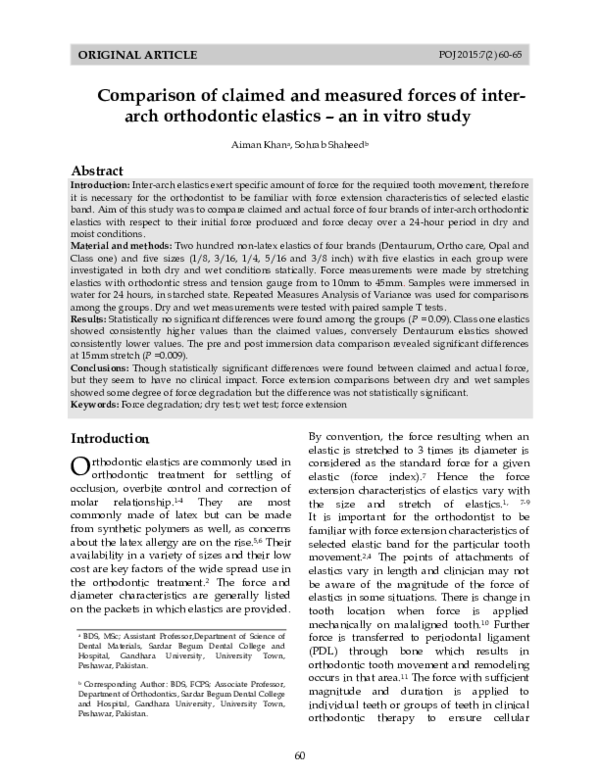 (PDF) Comparison of claimed and measured forces of inter-arch ...