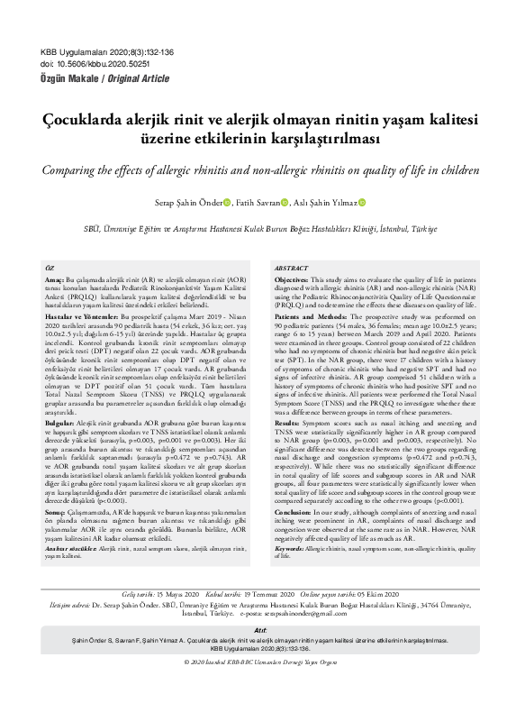 (PDF) Comparing the effects of allergic rhinitis and non-allergic ...