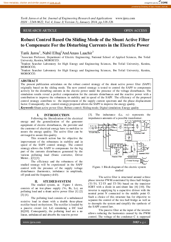 (PDF) Robust Control Based On Sliding Mode of the Shunt Active Filter ...