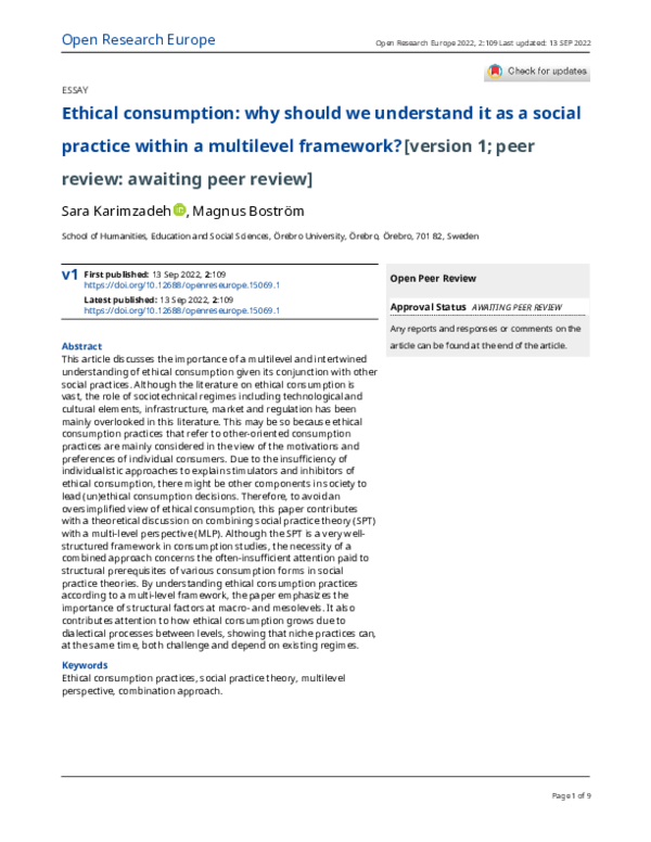 (PDF) Ethical consumption: why should we understand it as a social ...