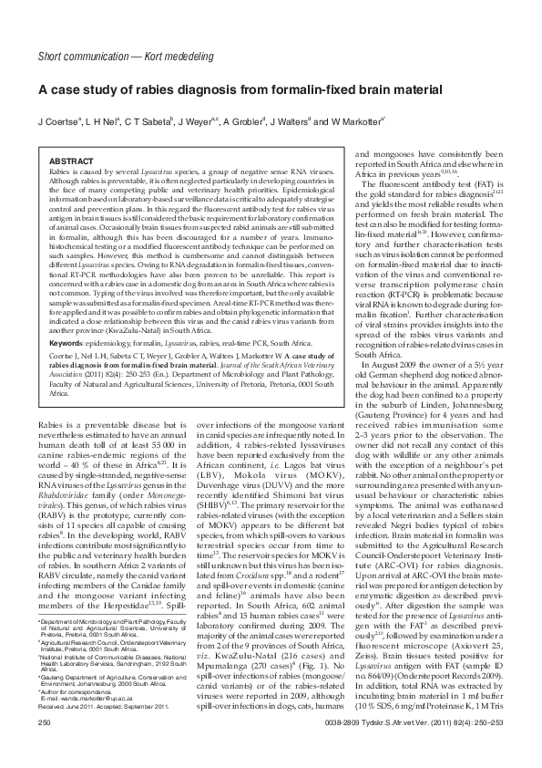 (PDF) A case study of rabies diagnosis from formalin-fixed brain ...