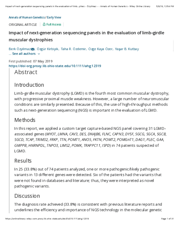 (PDF) Impact of next‐generation sequencing panels in the evaluation of ...