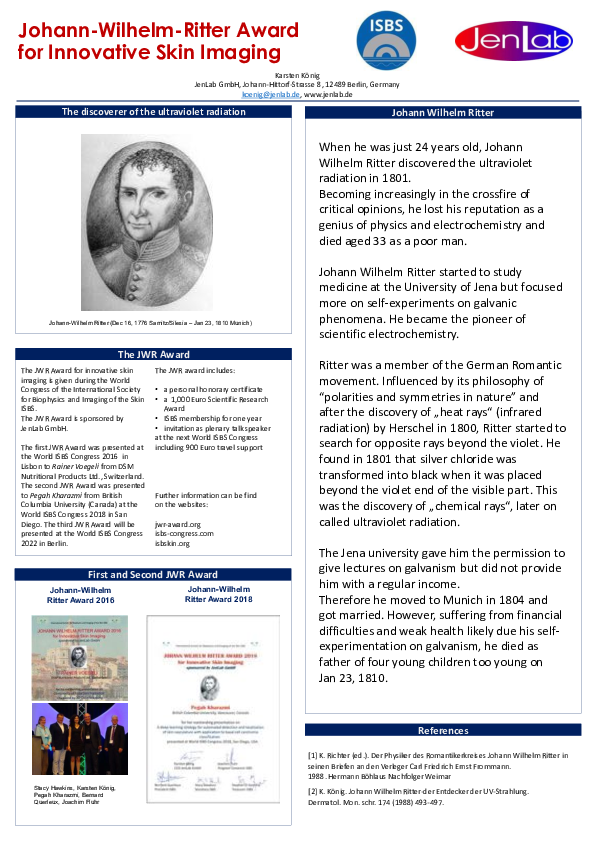 (PDF) Johann-Wilhelm-Ritter Award for Innovative Skin Imaging