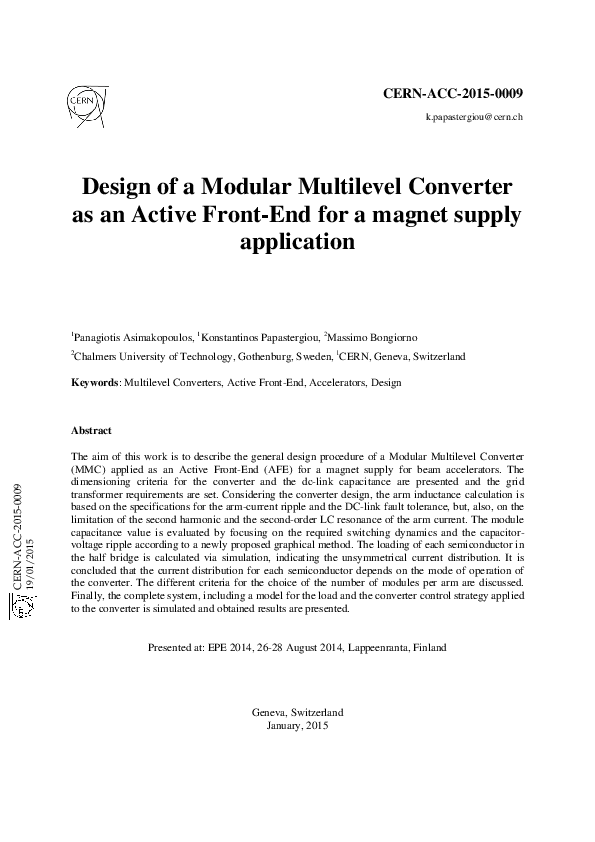 (PDF) Design of a Modular Multilevel Converter as an Active Front-End ...