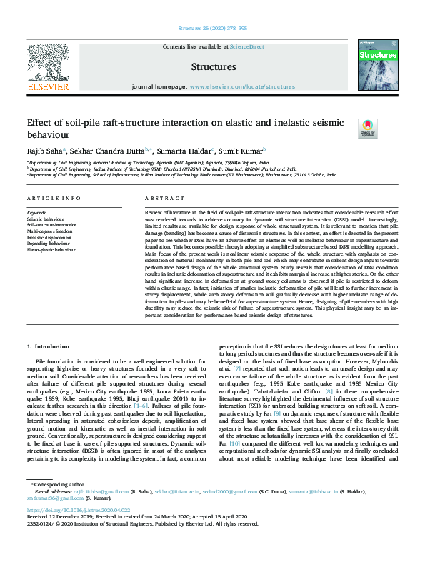 (PDF) Effect of soil-pile raft-structure interaction on elastic and inelastic seismic behaviour