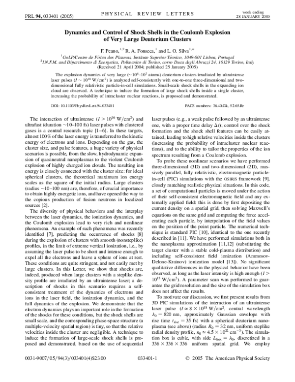 (PDF) Dynamics and Control of Shock Shells in the Coulomb Explosion of ...