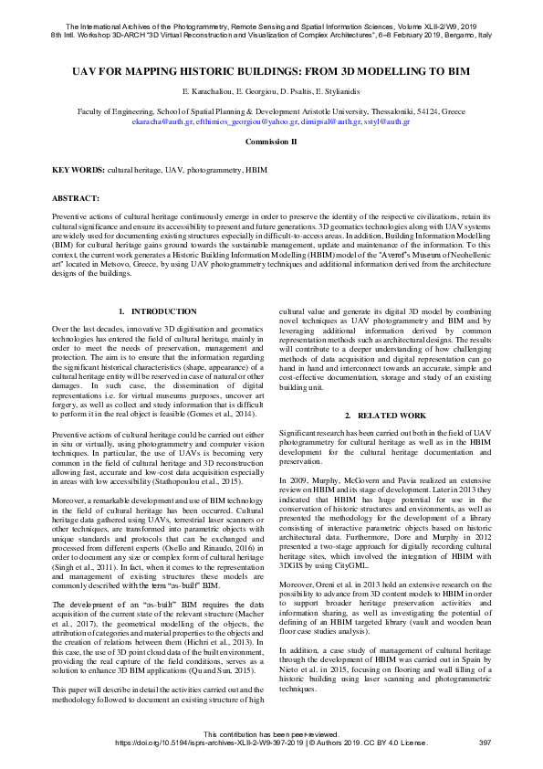 (PDF) Uav for Mapping Historic Buildings: From 3D Modelling to Bim