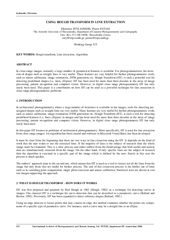 (PDF) Using Hough Transform in Line Extraction
