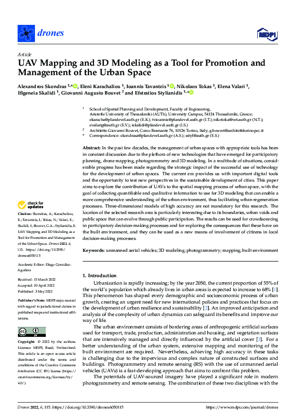 Uav Mapping And 3d Modeling As A Tool For Promotion And Management Of