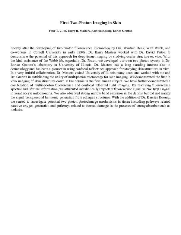 (PDF) First Two-Photon Imaging in Skin