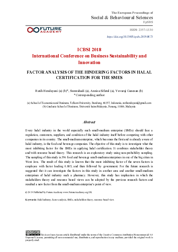 (PDF) Factor Analysis of The Hindering Factors in Halal Certification ...