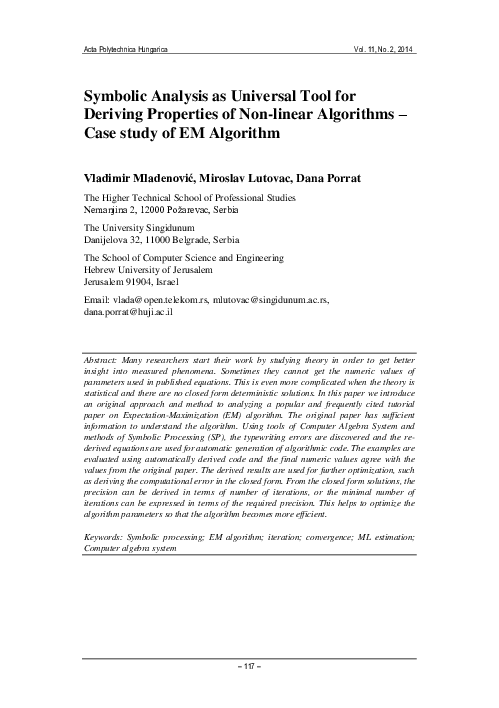 (PDF) Symbolic Analysis as Universal Tool for Deriving Properties of Non-linear Algorithms ...