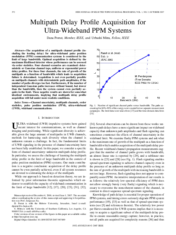 (PDF) Multipath Delay Profile Acquisition for Ultra-Wideband PPM Systems
