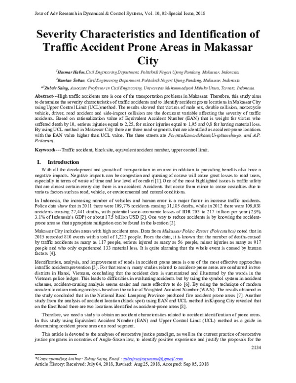(PDF) Severity Characteristics and Identification of Traffic Accident ...