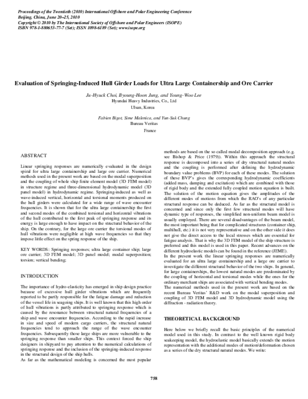 (PDF) Evaluation of Springing-Induced Hull Girder Loads For Ultra Large ...