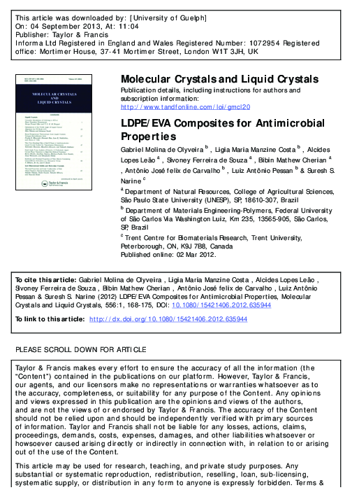 (PDF) LDPE/EVA Composites for Antimicrobial Properties