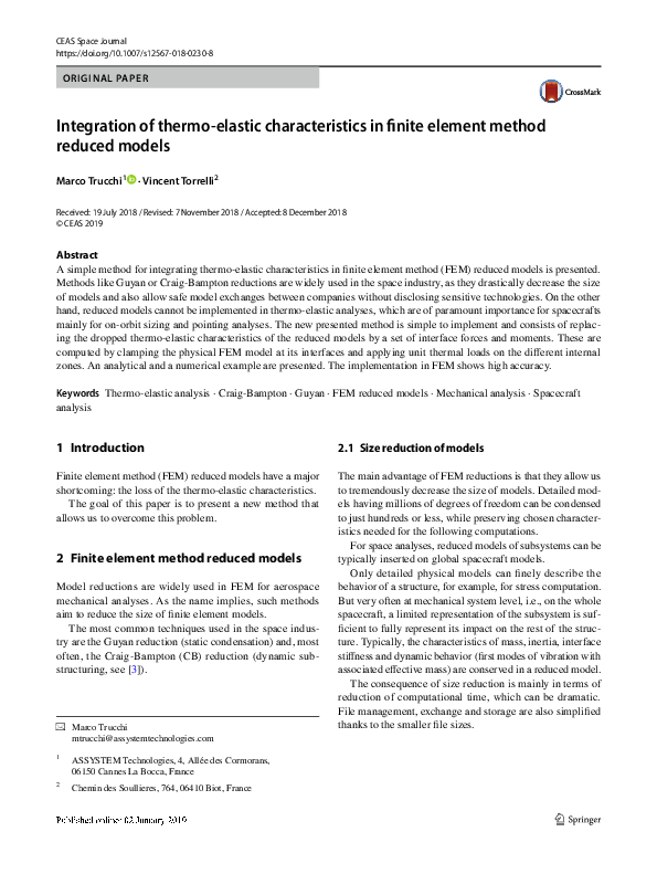 (PDF) Integration of thermo-elastic characteristics in finite element ...
